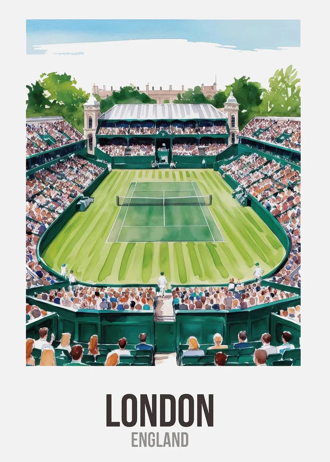 Grand Slam теннисный постер печать на холсте Белый, 2, 20X30cm Unframed
