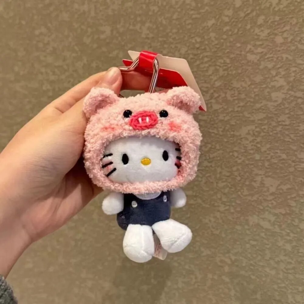 Плюшевый брелок Hello Kitty с вязаной шапкой в виде овощей и фруктов, мягкая подвеска для сумок и ключей