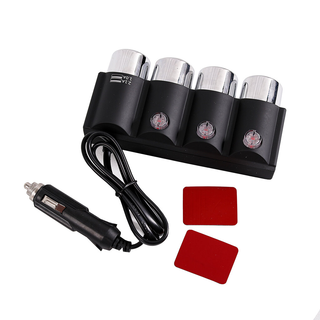 Разветвитель прикуривателя 2 USB 3 разъема 12-24V (NO 1508)