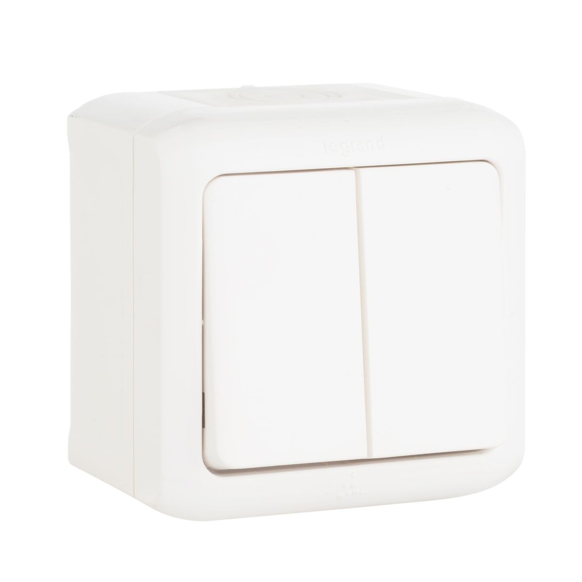 Выключатель 2-клавишный IP44 10А Quteo белый Legrand 782302, 1 шт.