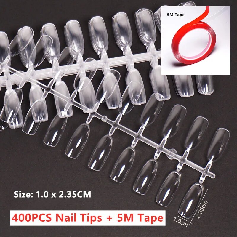 400PCS Накладные ногти + 5M Tape, 1.0 x 2.35CM