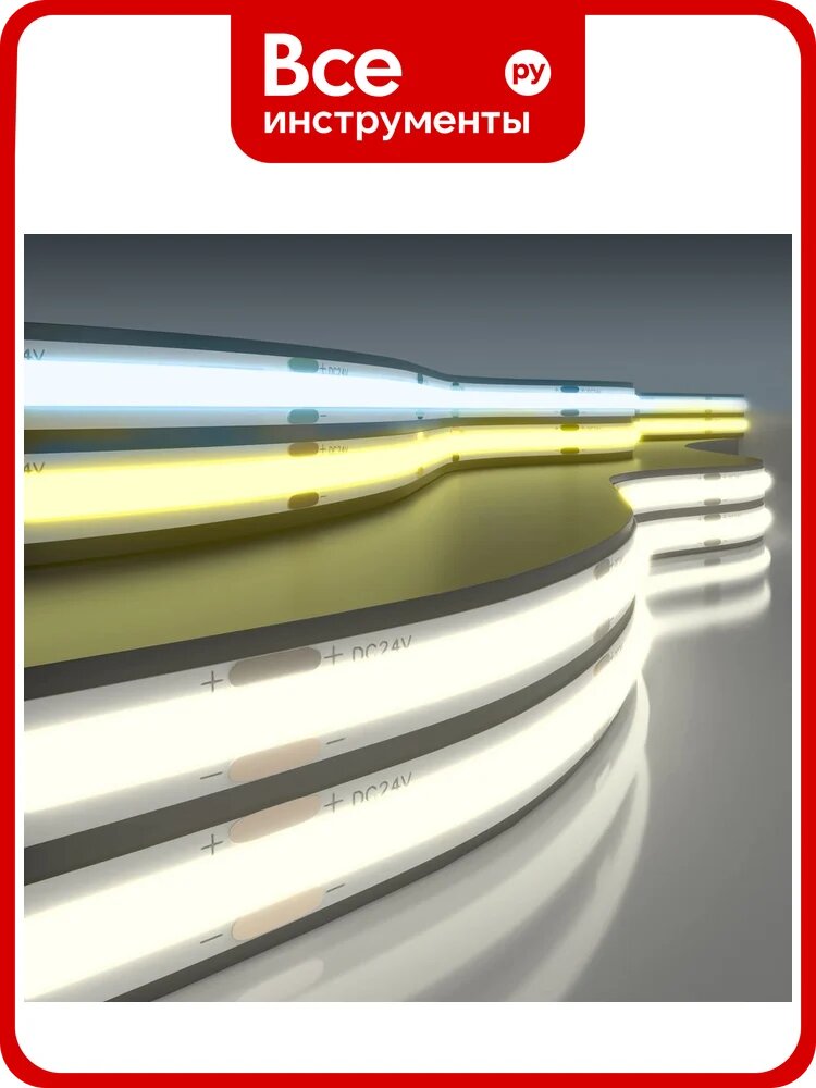 Светодиодная лента Elektrostandard 576led 13w ip20 mix 3300/6500 теплый белый/холодный белый, 5м cob 24v 576led 13w ip20 a065579
