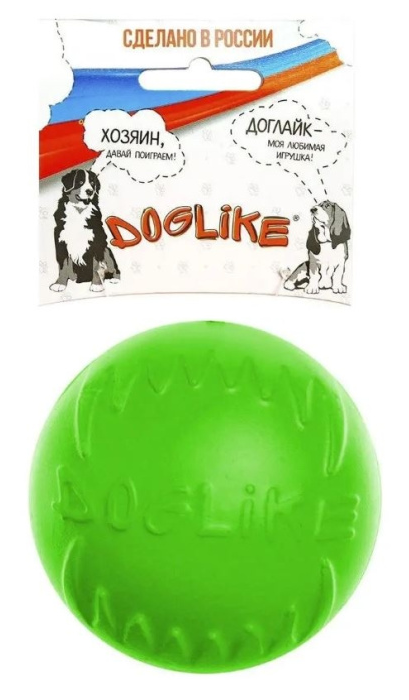 Игрушка для собак Doglike / Доглайк мяч большой резиновый, зеленый, диаметром 10см / зоотовары для животных