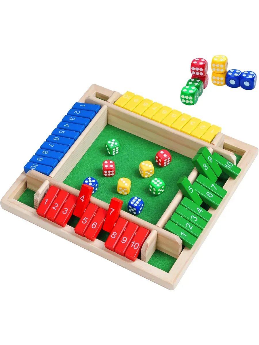 Дорожная игра с кубиками деревянная 4 игрока