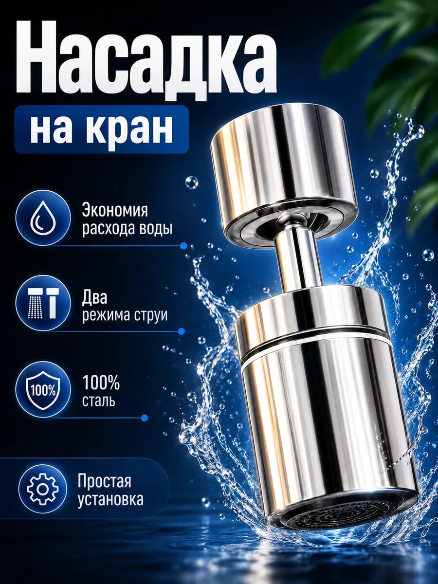 Двухрежимная насадка на кран экономит воду и упрощает мытьё поворотная