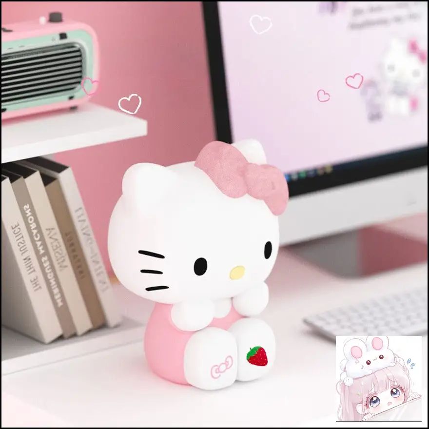 Ночник HelloKitty светодиодный с выключателем на проводе, бежевый, для детской комнаты — фото 1