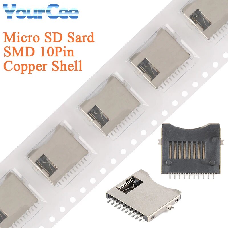 20 шт./5 шт. Разъемы для SIM-карт на 6/7/8/9/10 контактов: Бежевый, 5pcs, Micro SD Copper Case