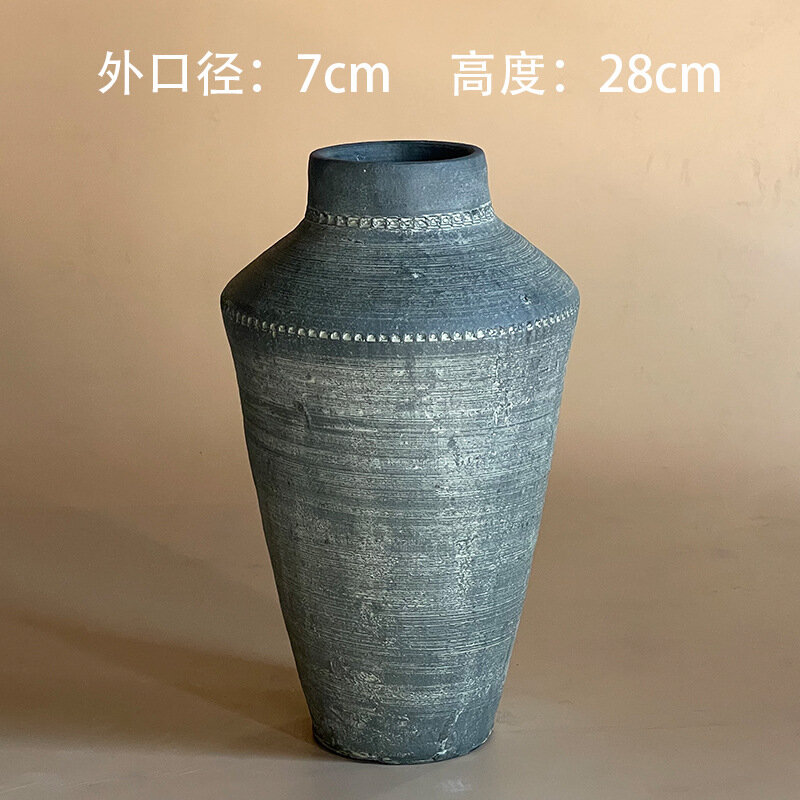 Грубая керамическая ваза в стиле ваби-саби, глиняный горшок, цветочный горшок, цветочная композиция, старинный