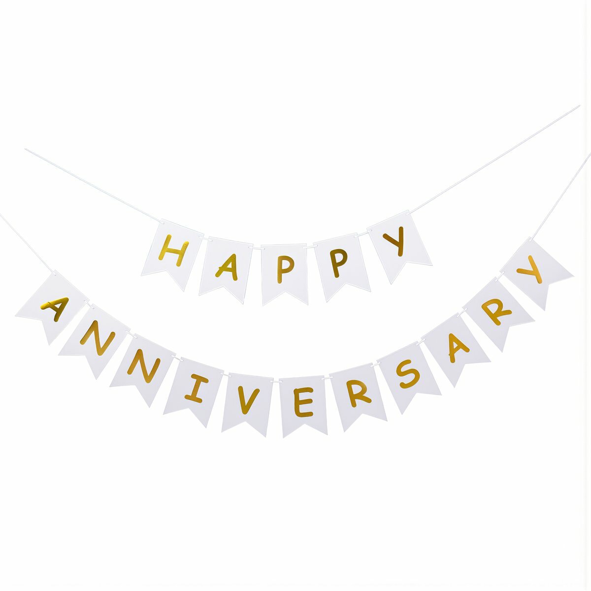 Баннер из бумажных флажков Happy Anniversary оптимального размера для украшения юбилея дома в кафе на корпоративном вечере в зале