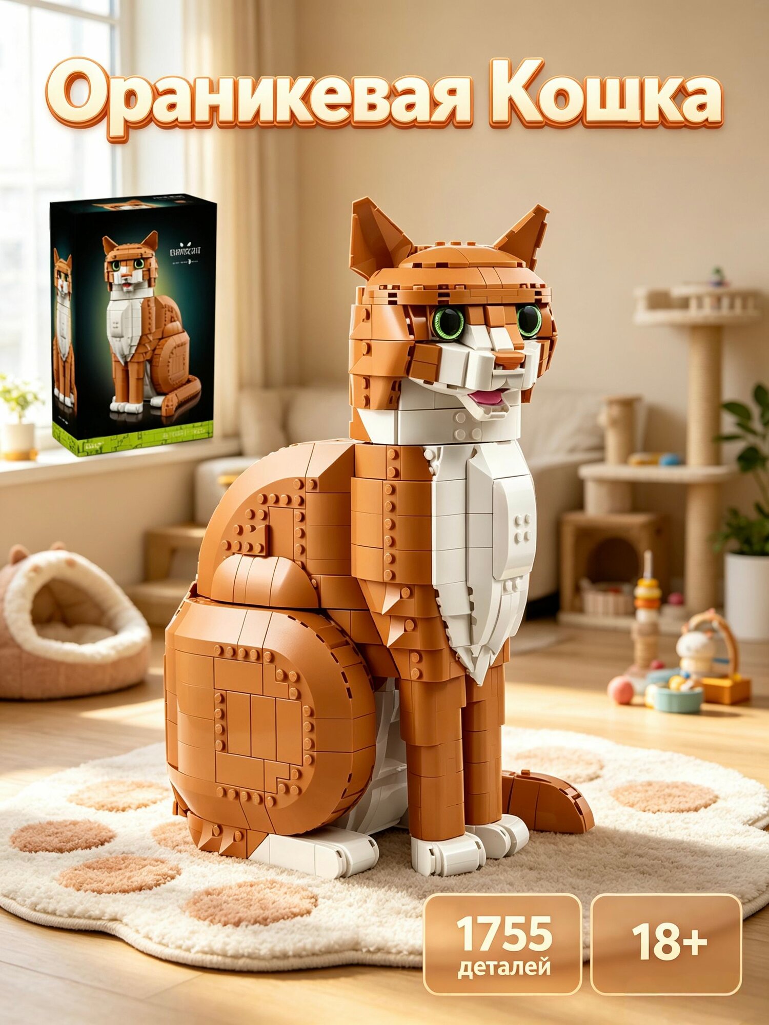 Конструктор Рыжий котёнок, 1755 деталей, совместим с Ideas 21376
