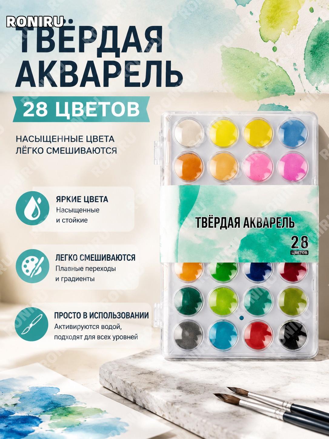 28 цветов твердая акварельная краска набор для рисования, водорастворимый набор акварели с 28 цветами для художника