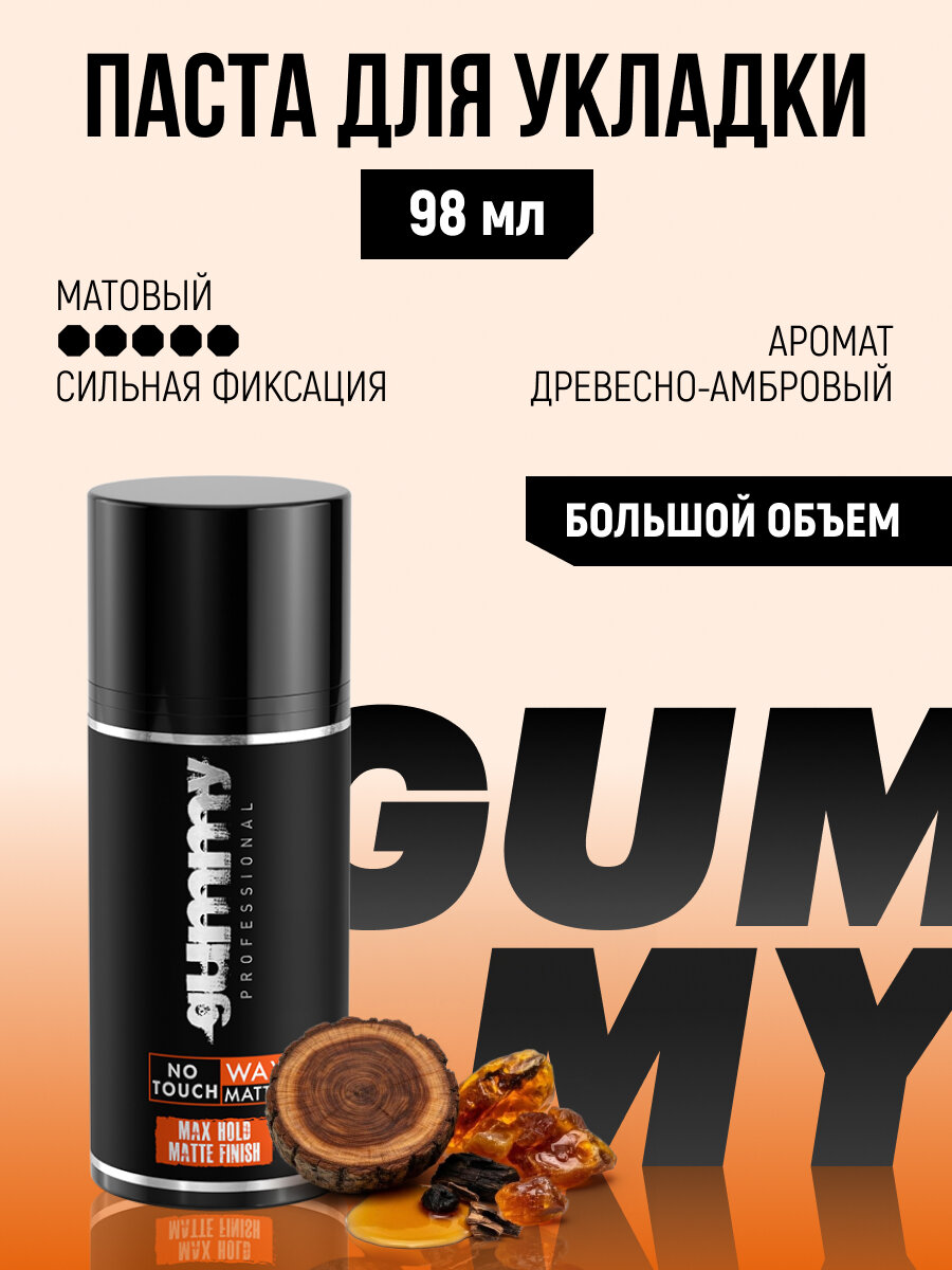 Матовая паста для укладки волос Gummy Extreme Hold No Touch, для текстуры и сильной фиксации без блеска, 98 мл