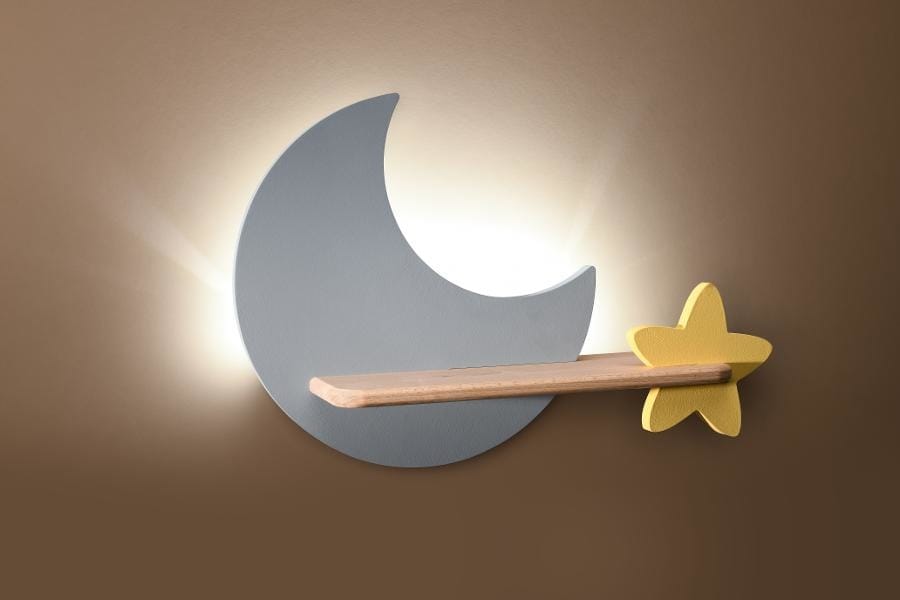 Настенный светильник Candellux Lighting Moon Iq Kids, серый, золотой