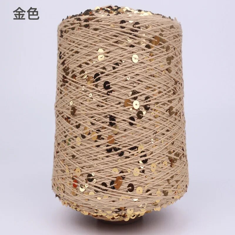 Пряжа хлопковая с пайетками, цвет 55, 500г/1300м