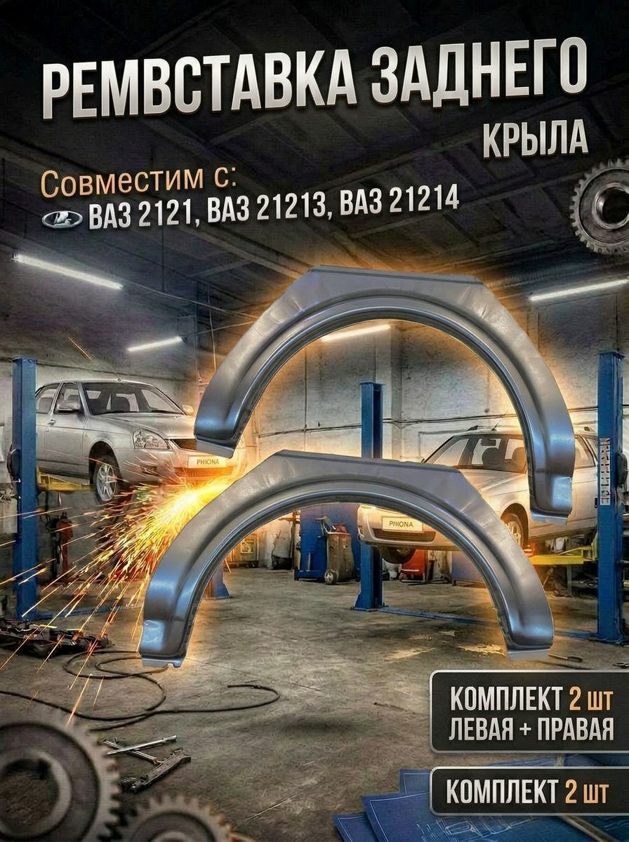 Рем. вставка заднего крыла и арки левая и правая совместим с ВАЗ 2121, 21214 Нива