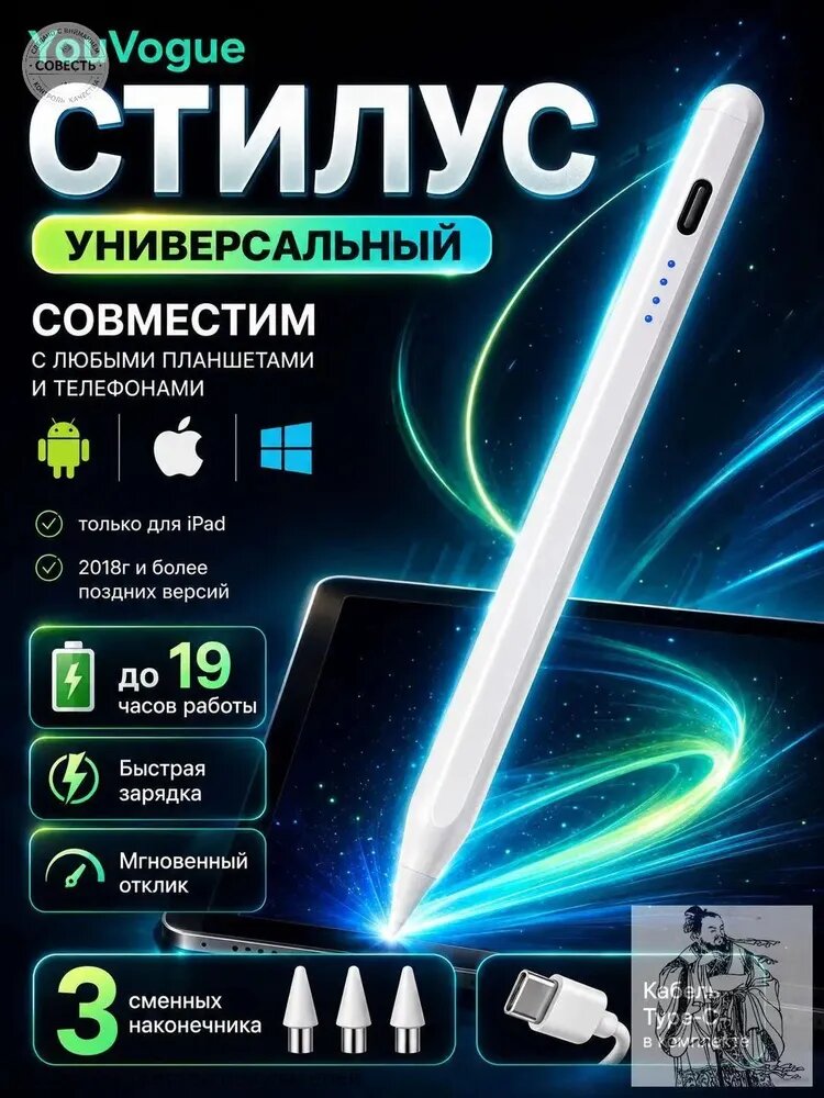 Портативный аккумулятор внешний с индикатором заряда белый Type-C кабель в комплекте