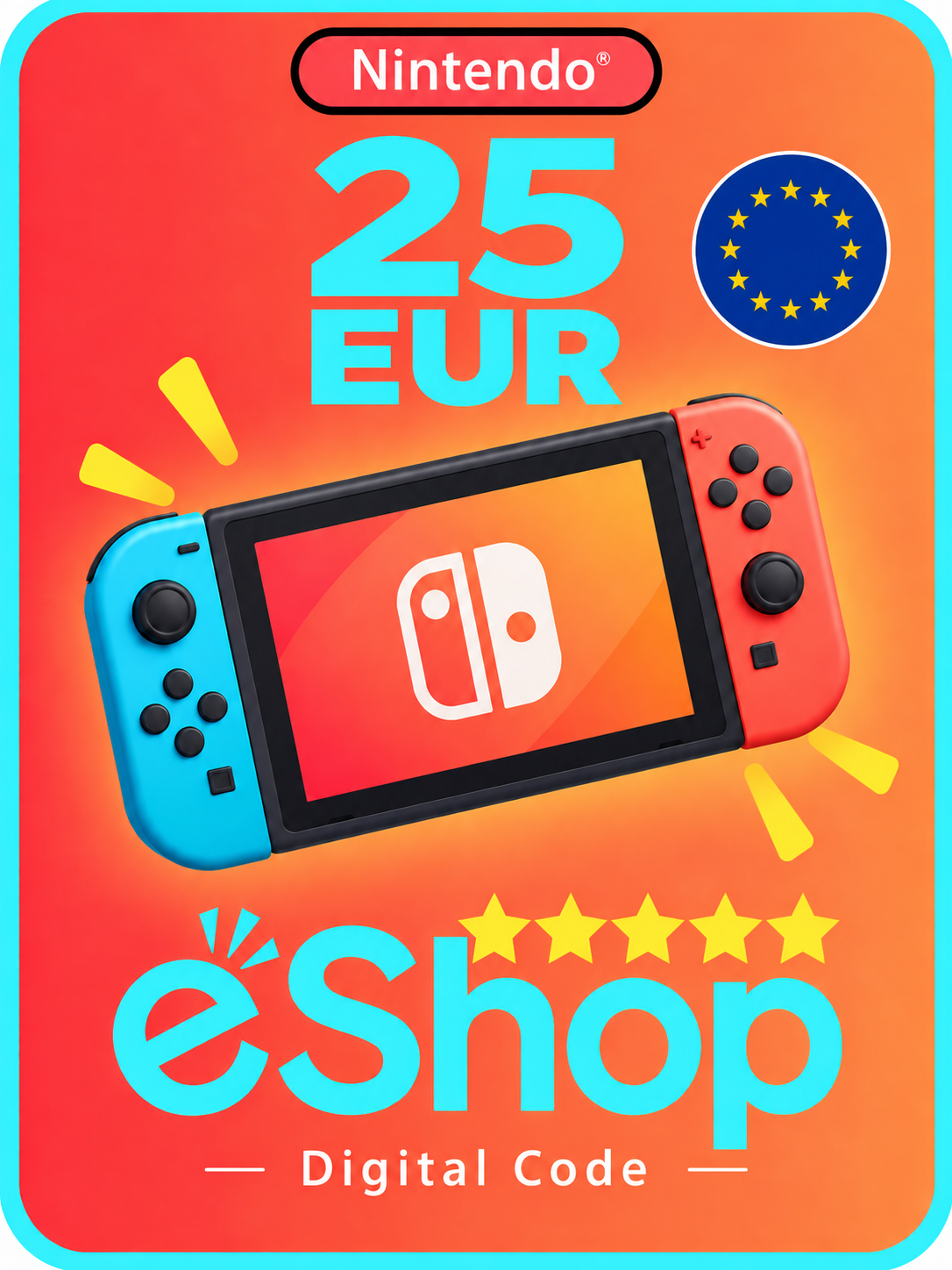 Пополнение счета Nintendo eShop Код активации на 25 EUR | Подарочная карта Nintendo eShop Европа | Gift card Nintendo EUROPE