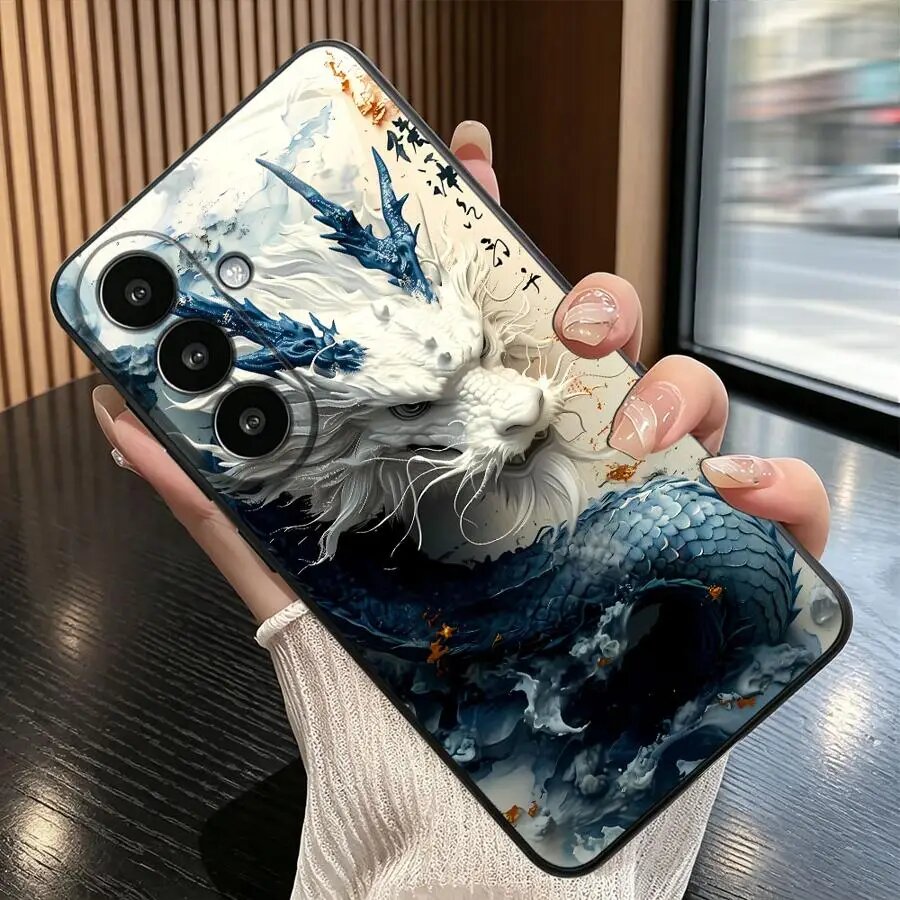 Чехол с изображением черного дракона для Samsung Galaxy S26 Ultra Note 20 8 9 10 S23 S26+ S21 FE S24 S24+ S10 S9 S25 Plus S25+ S20.