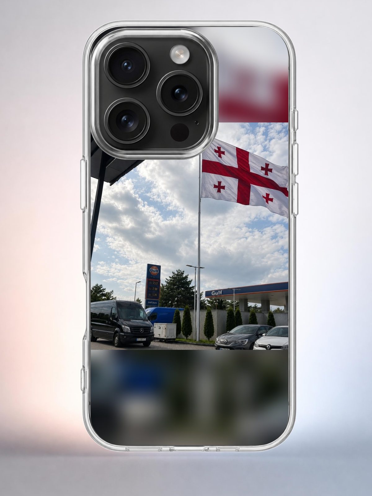 Чехол iPhone 15 Pro Флаг Грузии Y2K Indie Sleaze