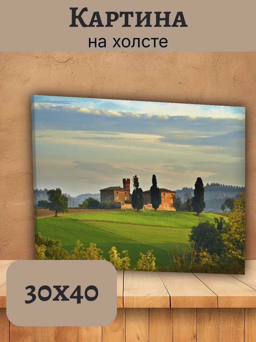 Картина Италия Italy 40x30 тоскана замок кипарисы