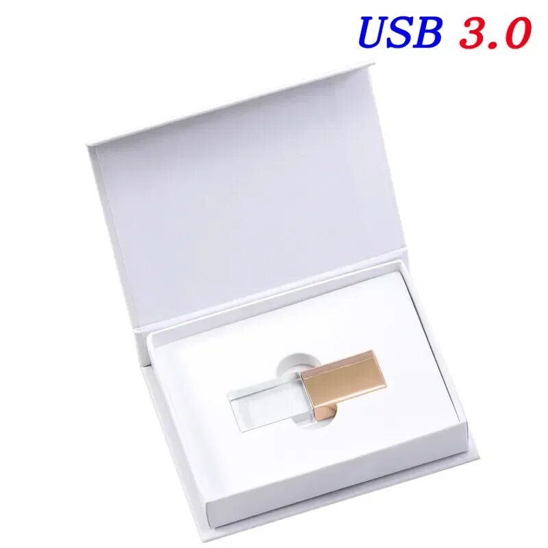 JASTER Crystal USB 3.0 флэш-накопитель 4/16/32/64 ГБ Бежевый, 64GB, Gold with box