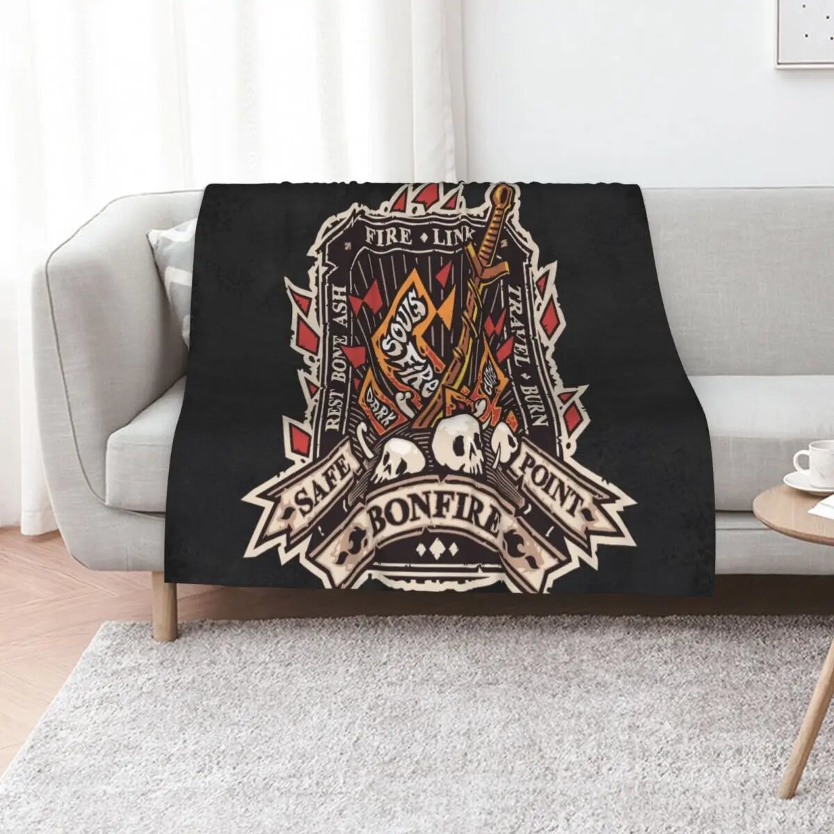 Dark Bonfire плед Curse Souls из флиса 200x150cm(80x60in)
