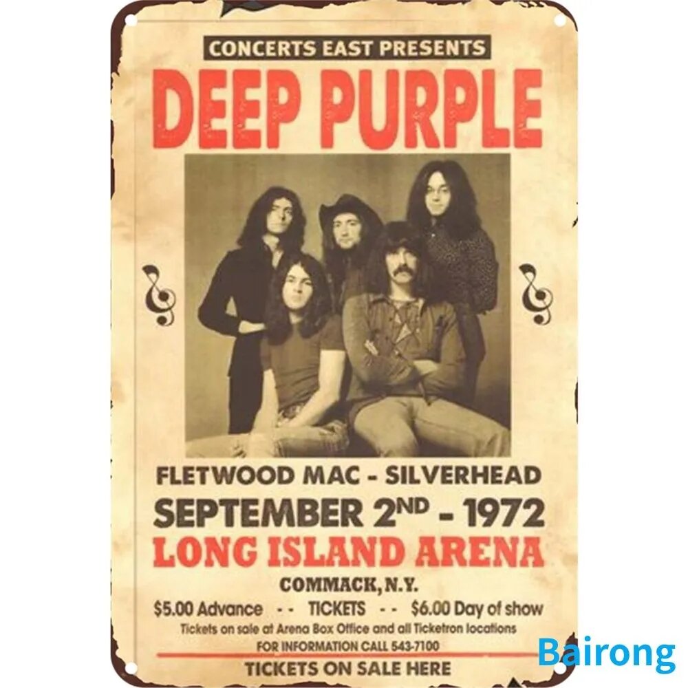 Металлическая картина прямоугольная 30 20 см с изображением группы Deep Purple