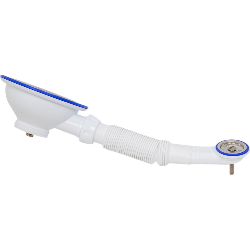 Перелив для мойки Unicorn 3 1/2" 112 мм с нерж. сеткой круглыйвинт, шток, ручка-латунь E156 — фото 1