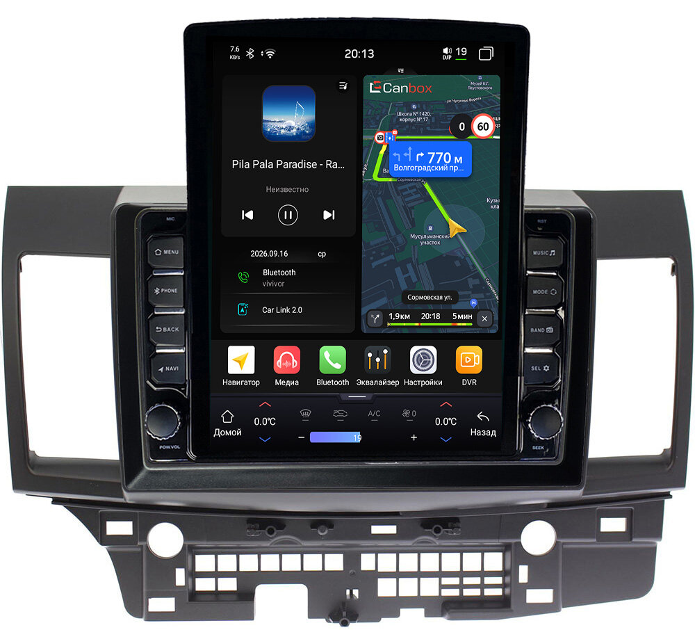 Штатная магнитола Mitsubishi Lancer 10 2007-2017 (авто без Rockford) Canbox H-Line 6612-1021 Android 14 (4G-SIM, 4/64, DSP, QLed, Tesla)