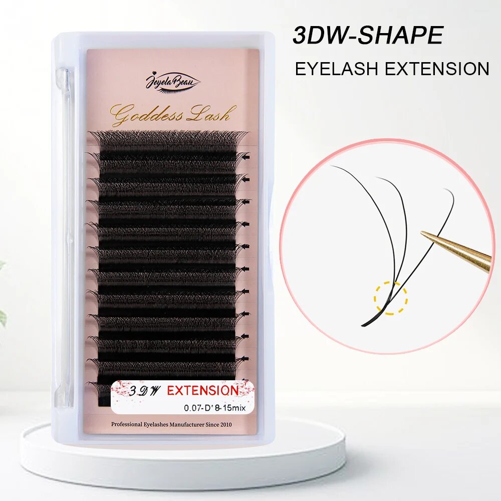 3DW-Shape Eyelash Extension, C Curl, 12mm