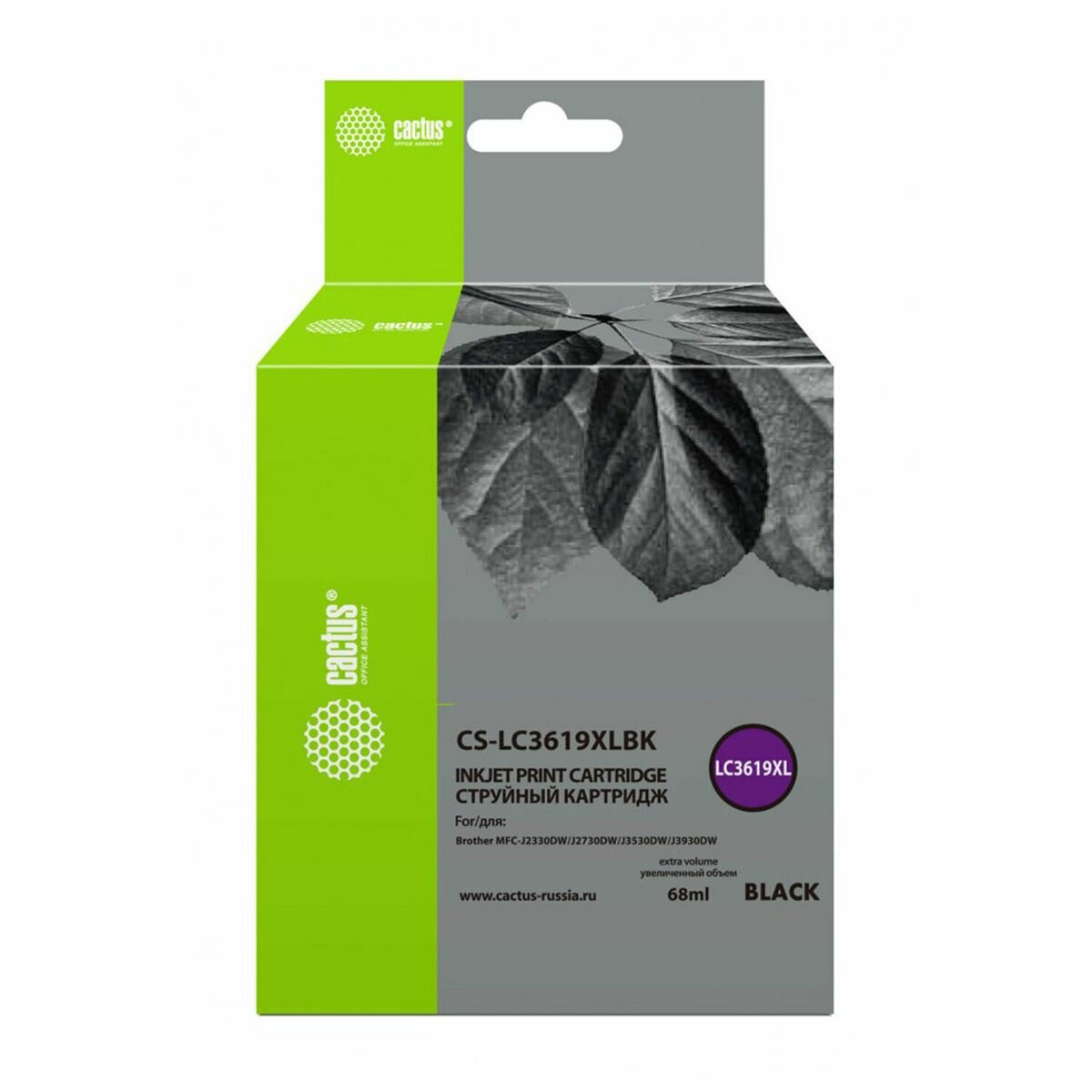Картридж струйный Cactus (CS-LC3619XLBK) для Brother MFC-J2330DW/J3530DW/J3930DW, черный, ресурс 300 (CS-LC3619XLBK)