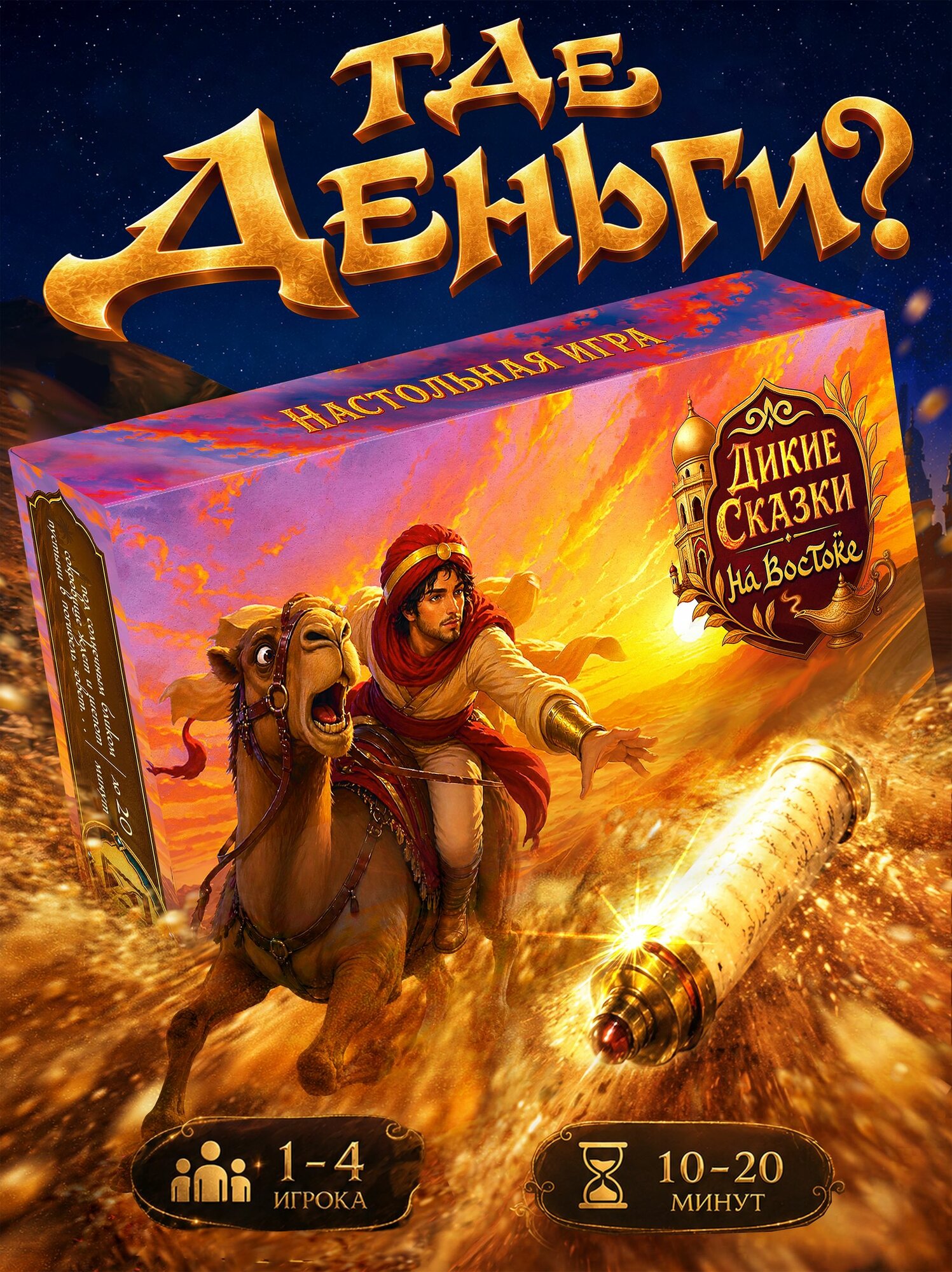 Настольная игра для детей и взрослых для всей семьи и компании друзей. В дорогу в подарок мальчику и девочке. Дикие сказки на востоке.