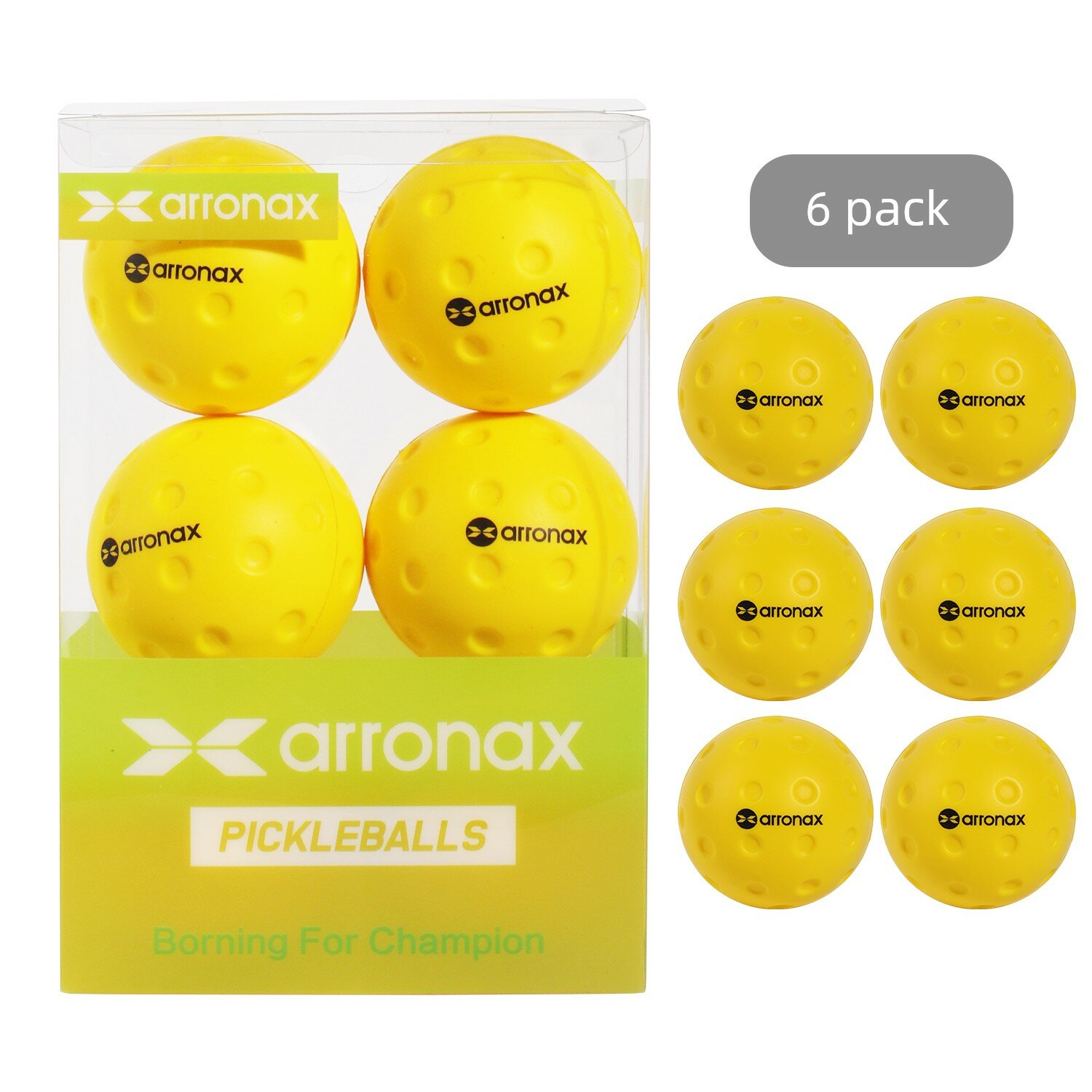 ARRONAX 40-дырочный пиклбол-мяч - 6 шт, тихий звук для уличных матчей, 42 г каждый