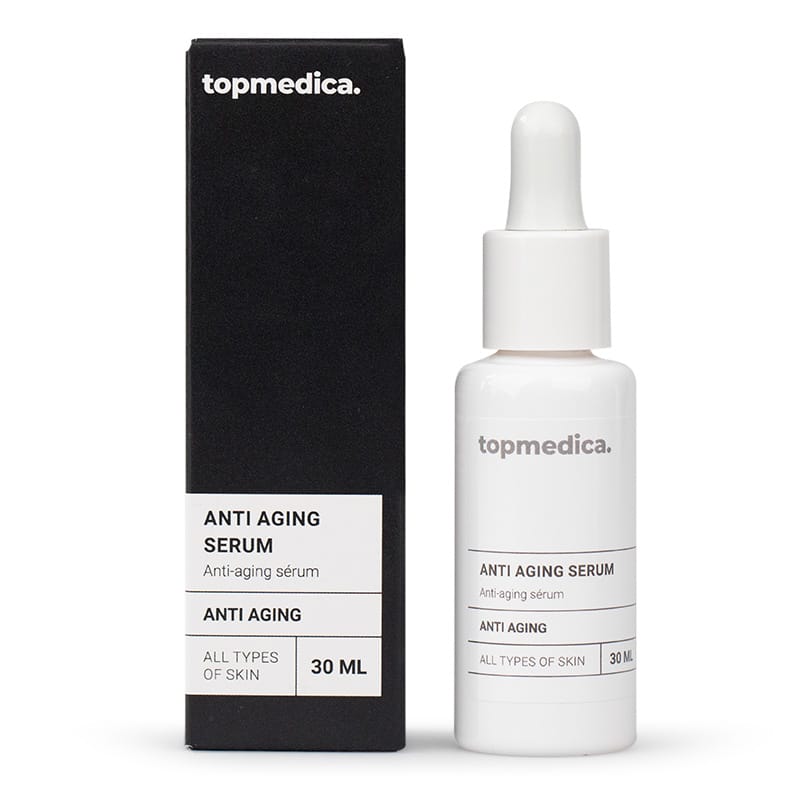 Сыворотка для ухода за кожей topmedica Anti Aging Serum уменьшающая признаки старения и фотостарения с экстрактом травы Bidens Pilosa 30 мл