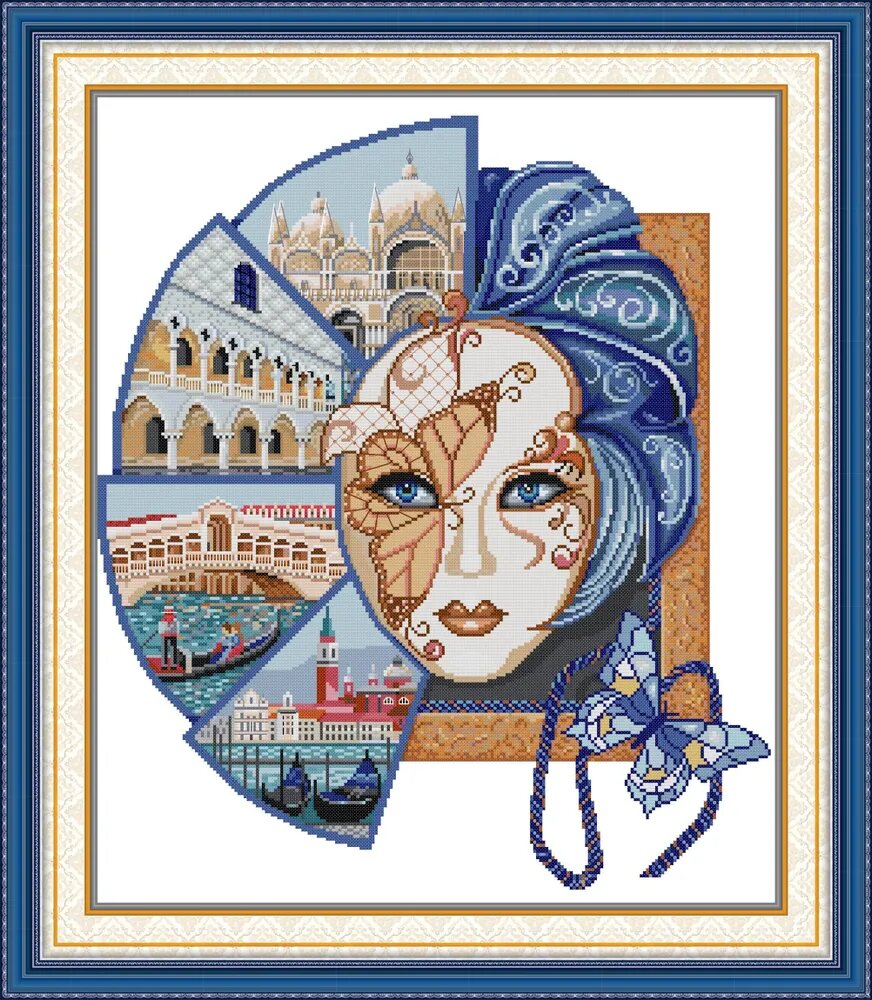 NKFвышивка крестом наборы, Схема на 14CT "Венецианская маска",48*56CM