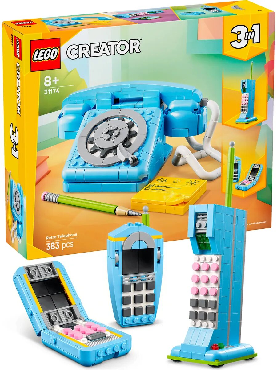 Конструктор LEGO Creator 31174 Ретро-телефон 3в1, модели телефонов 1960–2000-х