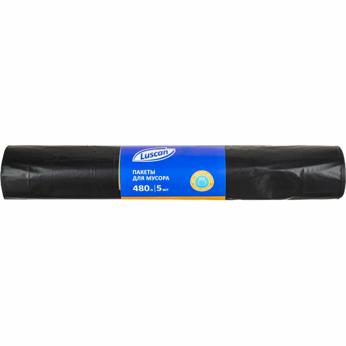 Мешки для мусора 480л Luscan (130х170см, 65мкм, черные) ПВД, 5шт. в рулоне, 5 уп.