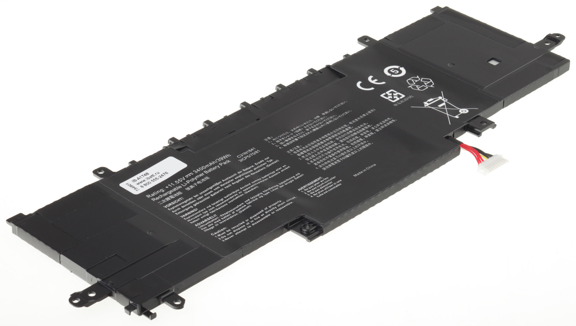Аккумулятор iBatt 3400mAh для ноутбука Asus ZenBook UX434 (C31N1841)