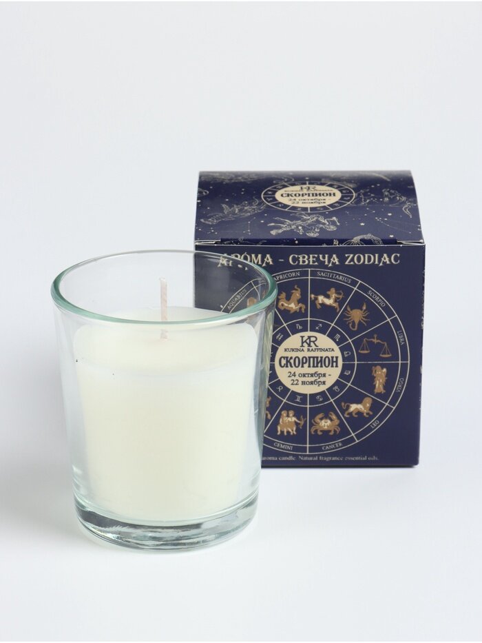 Свеча ароматическая в стекле KR Zodiac, 7,6х7,6х8.5 см, соевый воск, скорпион
