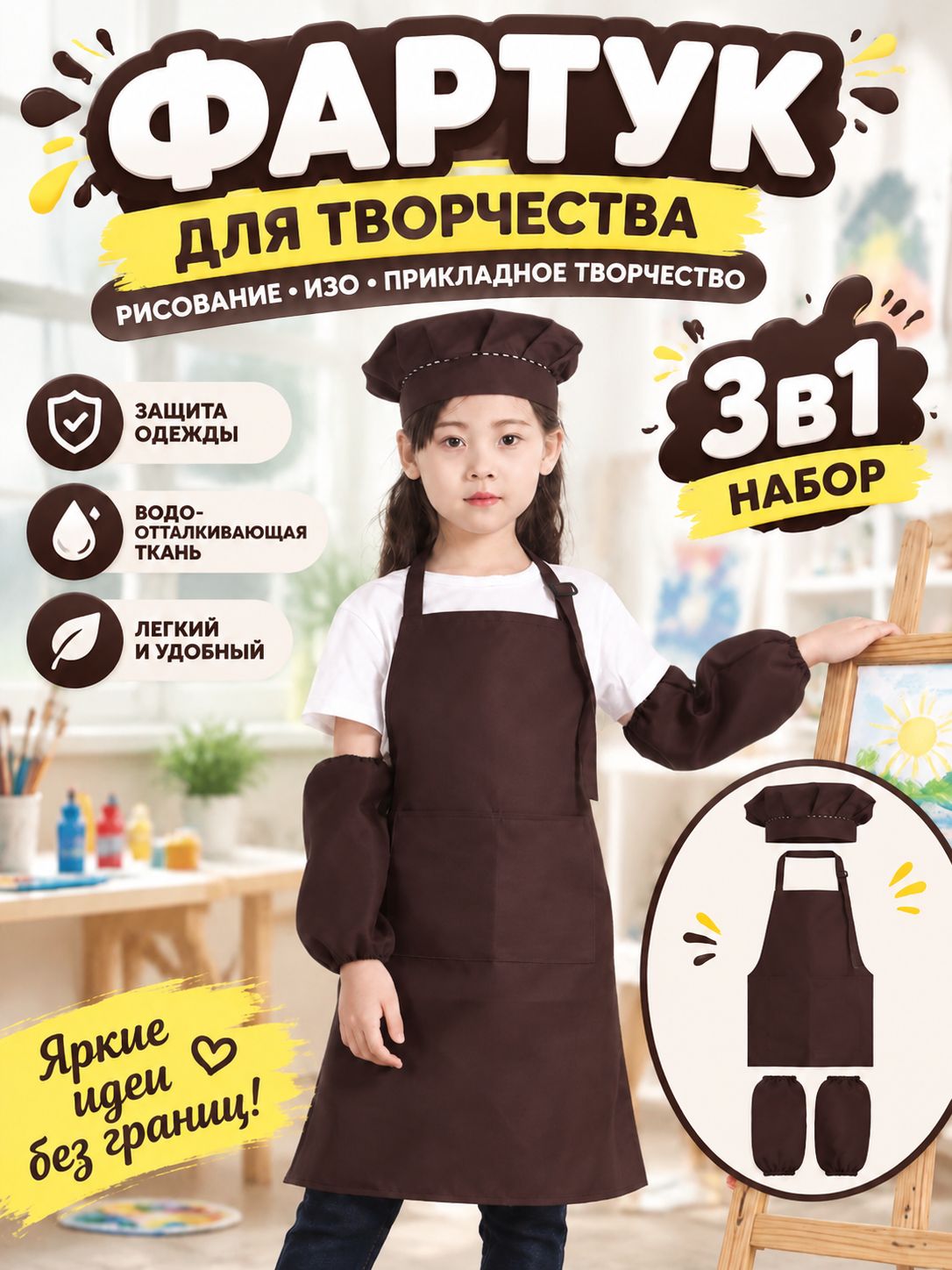 Детские фартуки и шапки повара и манжеты, 6 - 14 лет, Артикул: 5808107015
