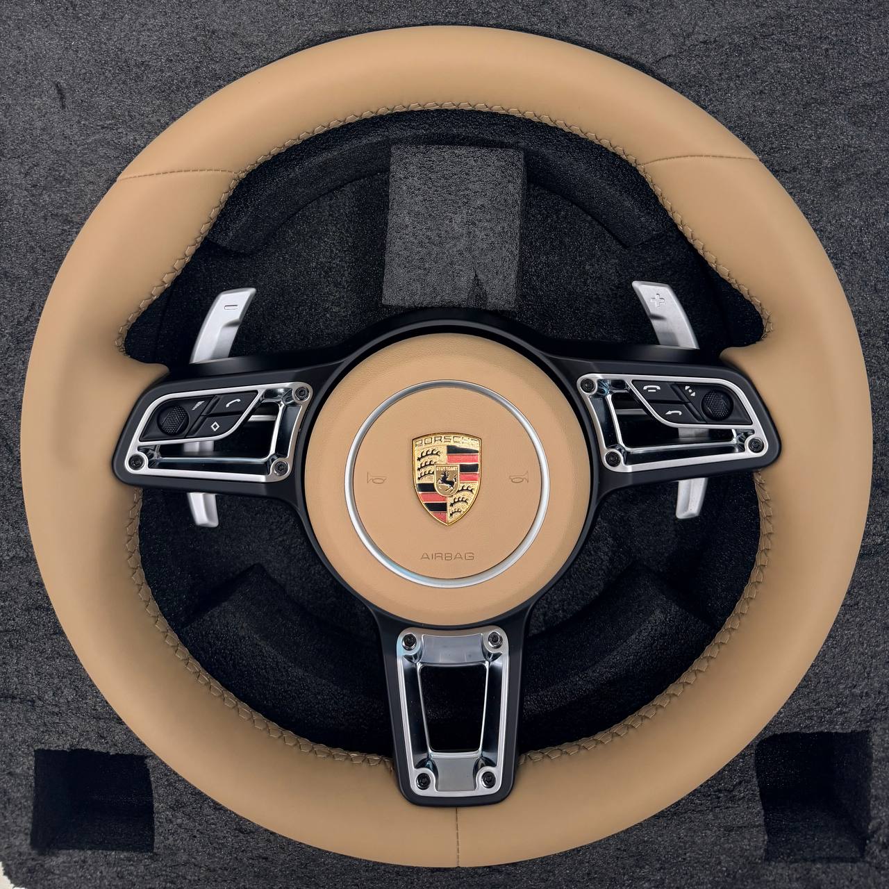 Руль Porsche бежевый Cayenne 958 Panamera 970 с обогревом