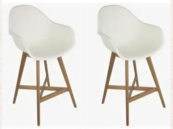 Комплект из 2-х барных стульев фанбюн FANBYN IKEA. Сиденья с высокими подлокотниками. Цвет белый, коричневое дерево