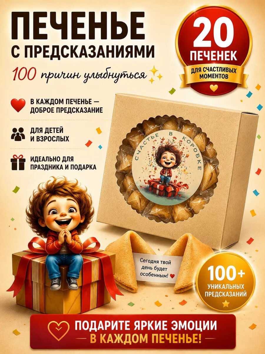 Печенье с предсказаниями в подарочной упаковке 20 шт