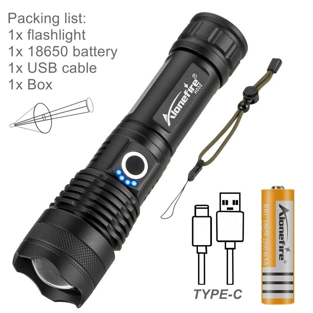 AloneFire H002 Фонарик LED 20Вт Черный 18650