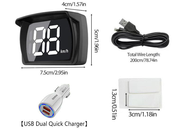 Y03 Автомобильный HUD проектор спидометра с двойной USB зарядкой и USB кабелем для панели MPH миль/ч Белый