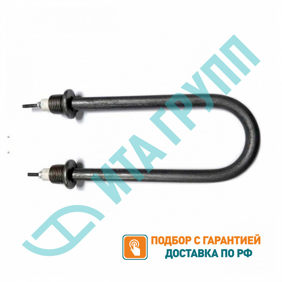 ТЭН для нагрева воды 1,6кВт, L185мм 45А 13/1,6р 220R 30 ф2 ш1/2, черный металл, 01.162