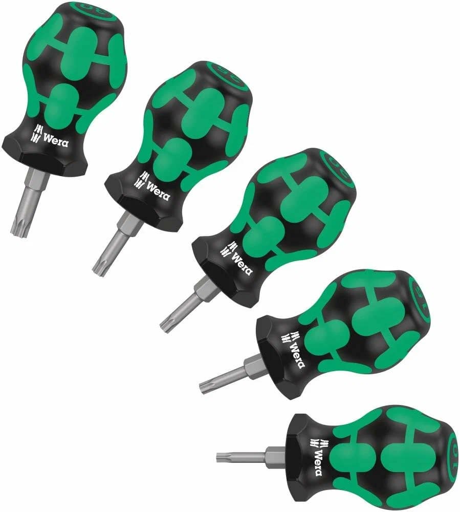 Набор коротких отвёрток, WERA Stubby Set TX 1 Kraftform 5 пр, TORX TX 10x25/15x25/20x25/25x25/27x25