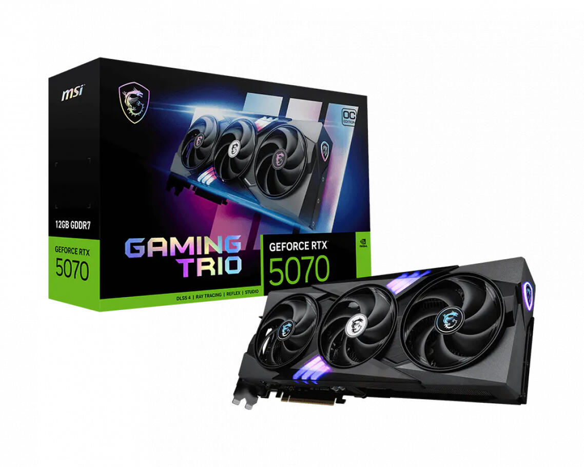 Видеокарта RTX 5070 12Gb MSI GAMING TRIO OC, Blackwell 6144 ядра CUDA, 3 вертушки