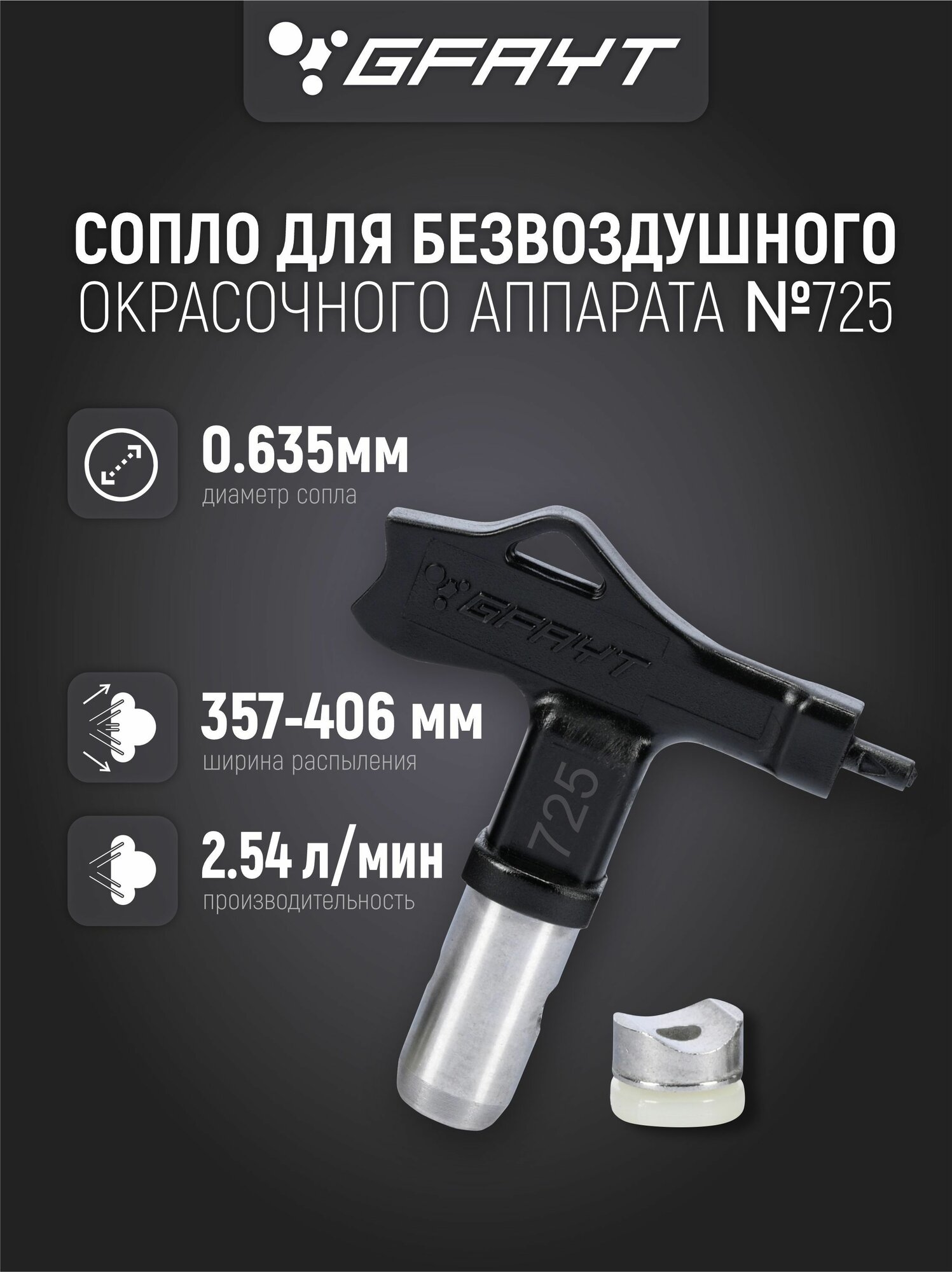 Сопло GFAYT для безвоздушного окрасочного аппарата № 725