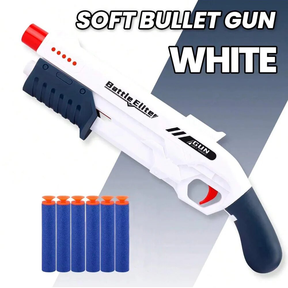 Белый мягкий пулевидный бластер Battle Elite
